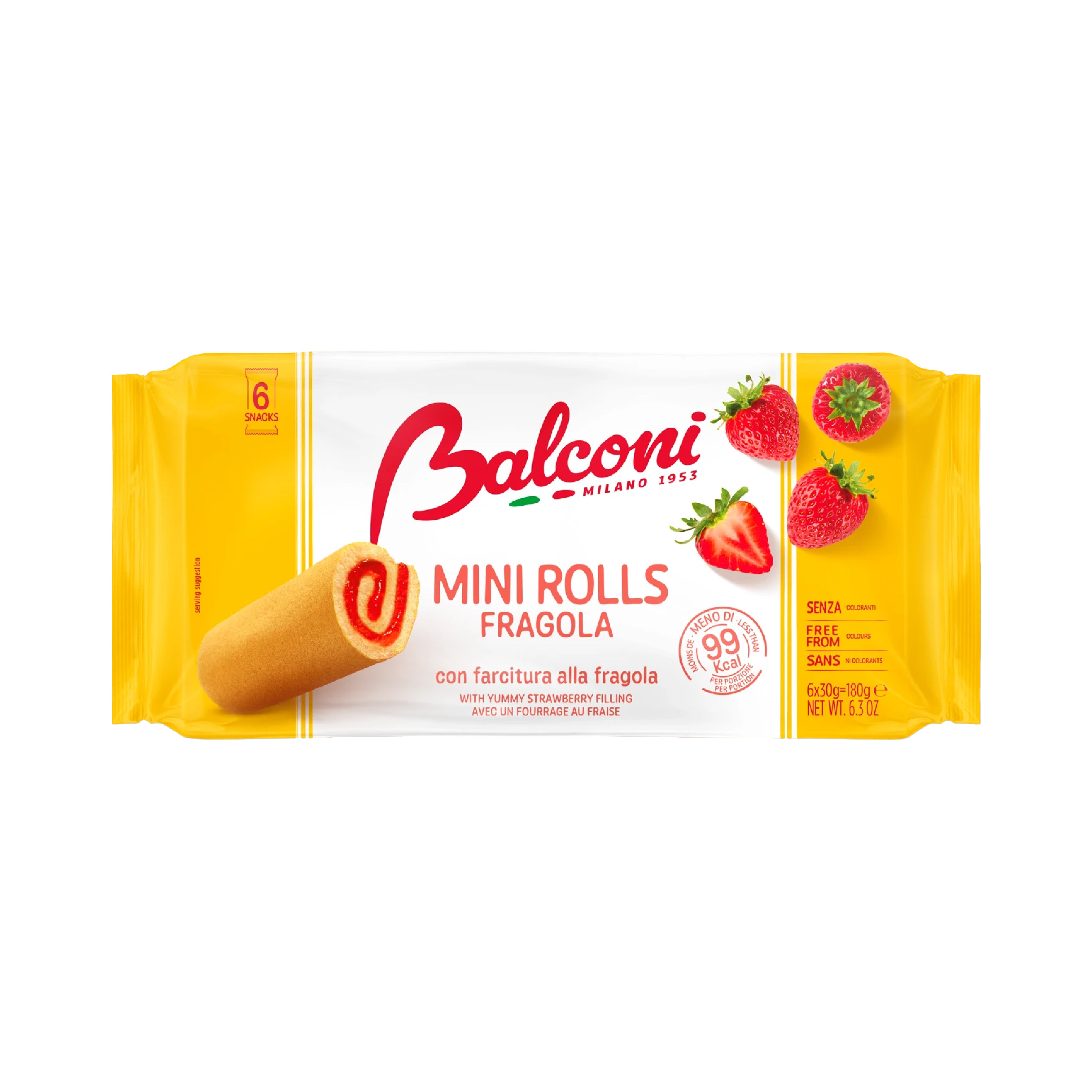 BALCONI Mini Rolls: Vanilla Cake Filled with Strawberry Cream (30g ...